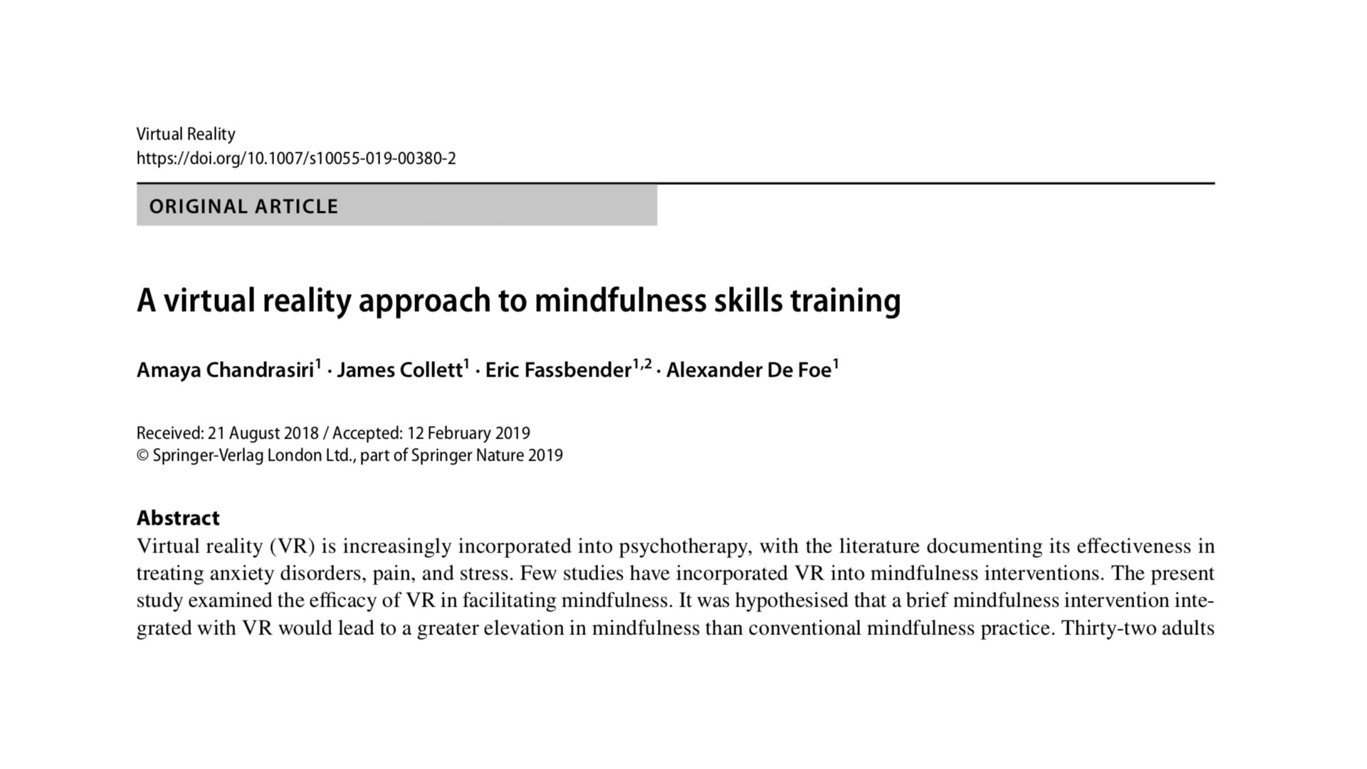 Journeying inwards – the power of VR-enabled mindfulness training ...